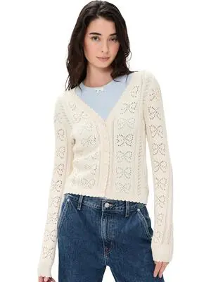 Z Supply Gema Pointelle Knit Cardigan - Cloud