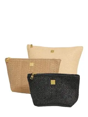THINK ROYLN Travel Trio Pouches - Dune Raffia/dark Dune Raffia
