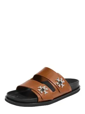 Tory Burch Turnlock Sport Slides - Classic Cuoio