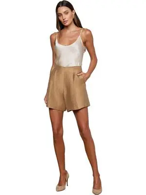 L'Agence Hadleigh Linen-blend Short - Latte