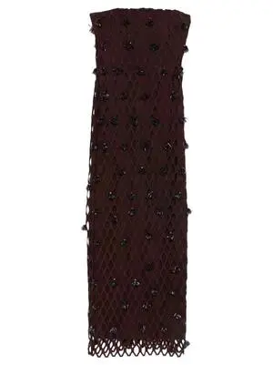 Simkhai Beaded Strapless Maxi Dress - Brown