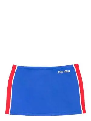Miu Miu Logo Stripe Mini Skirt - Blue