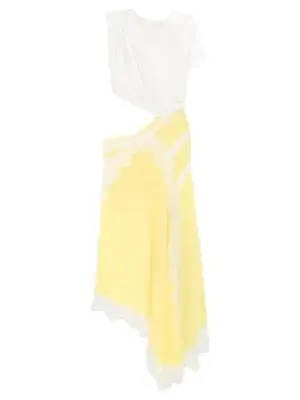 Christopher Esber Verve Lace-trim Asymmetric Dress - Yellow