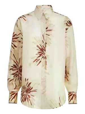 Brunello Cucinelli Bloom Print Monili-detail Shirt - Neutrals