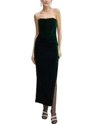 Bardot Strapless Slit Gown - Green