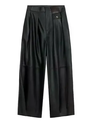 Loewe Pleated Leather Trousers - Black
