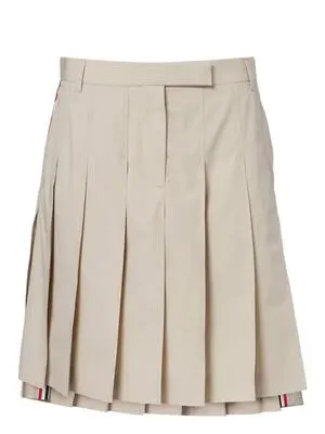 Thom Browne Pleated Cotton Twill Miniskirt - Beige