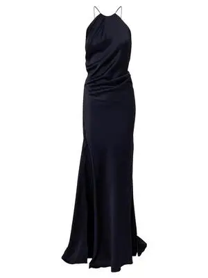 Victoria Beckham Chain-detail Draped Gown - Blue