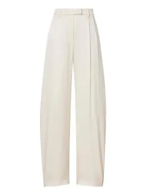 Brunello Cucinelli Mid-rise Silk Straight Pants - White