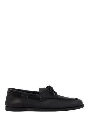 John Lobb Foil Leather Boat Shoes - Black