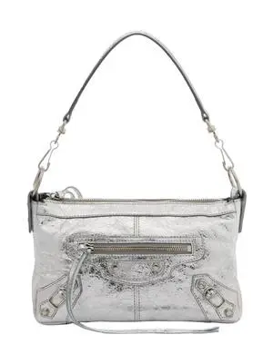 Balenciaga Le City Moto Mini Leather Shoulder Bag - Silver