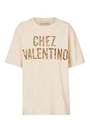 Valentino Garavani Chez Cotton Jersey T-shirt - Beige