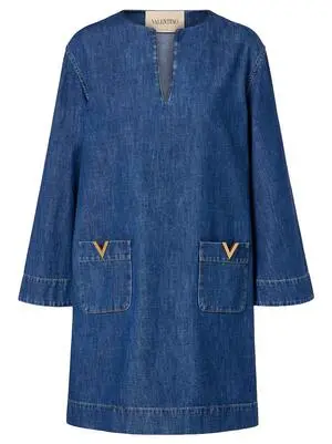 Valentino Garavani Vgold Chambray Minidress - Blue