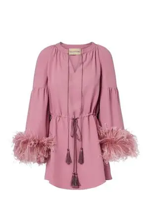 Valentino Garavani Cady Couture Feather-trimmed Tunic - Pink