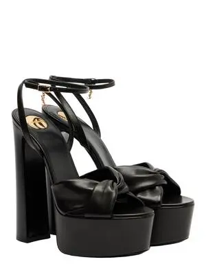 Saint Laurent Franciane 105 Leather Platform Sandals - Brown