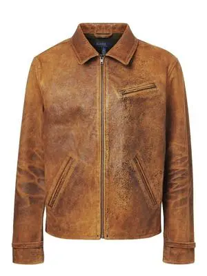 Polo Ralph Lauren Newsboy Leather Jacket - Brown