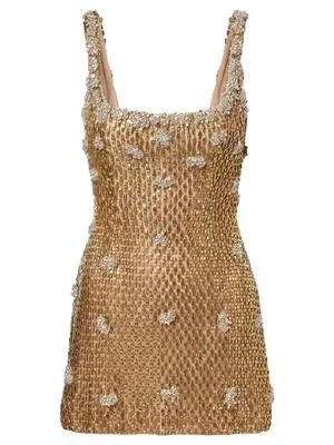 Rachel Gilbert Solana Embellished Corset Mini Dress - Gold