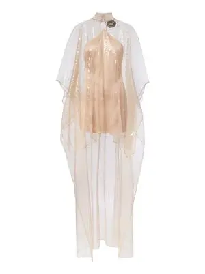 TALLER MARMO Denver Disco Sequined Kaftan - Beige