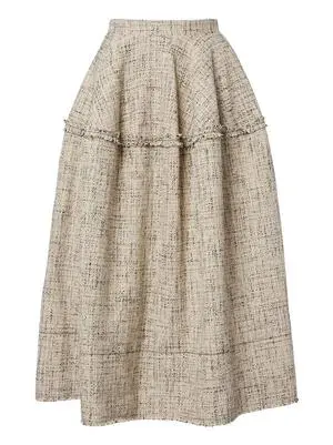 Erdem Cotton-blend Tweed Midi Skirt - White