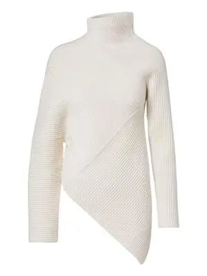 Alaïa Asymmetric Wool And Cashmere Sweater - White