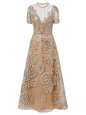 Elie Saab Sequin Embellished Gown - Beige