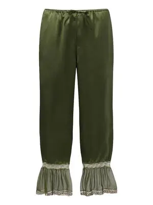 Saint Laurent Silk Satin Straight Pants - Green