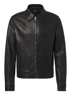 Dolce & Gabbana Leather Blouson Jacket - Black