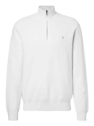 Polo Ralph Lauren Logo Cotton Half-zip Sweater - White