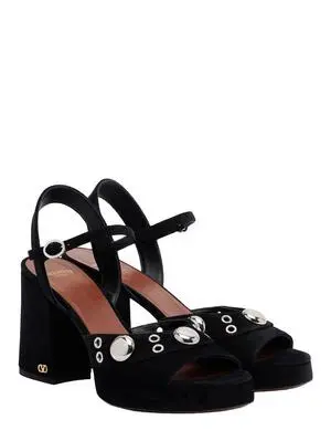 Valentino Garavani Embellished Leather Sandals - Black