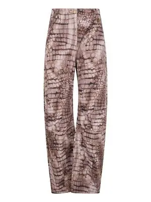 Elisabetta Franchi Barrel Leg Printed Jeans - Brown