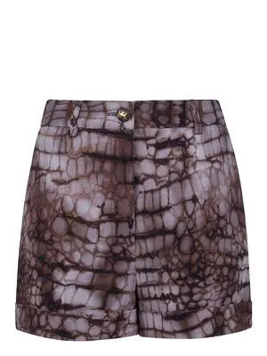 Elisabetta Franchi Printed Viscose Blend Shorts - Brown
