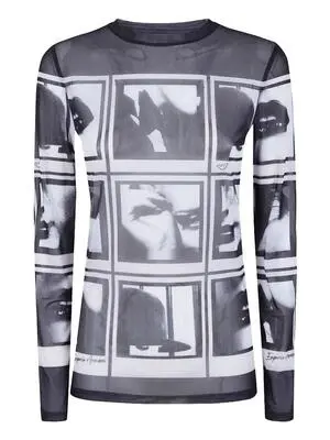 Emporio Armani Printed Long Sleeve Top - Black