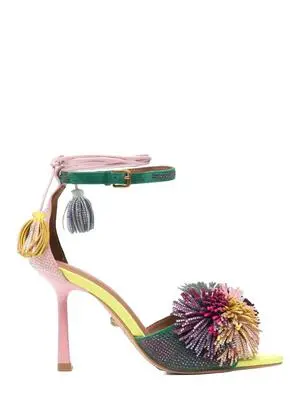 Kurt Geiger Pom Pom Ankle-tie Suede Sandals - Multi