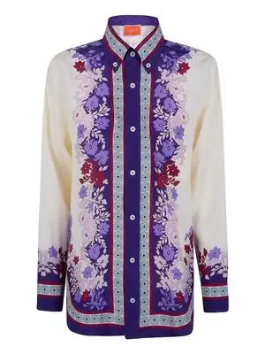 La DoubleJ Floral Print Silk Shirt - White