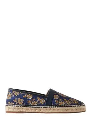 Manolo Blahnik Nerano Floral Silk-jacquard Espadrilles - Blue