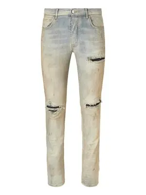 Amiri Mx1 Skinny-fit Distressed Jeans - Blue