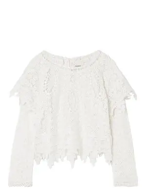 Isabel Marant Hyliana Layered Scalloped Cotton Lace Blouse - White