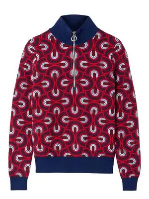 Fusalp Jacquard-Knit Half-Zip Sweater Crimson