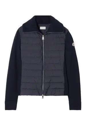 Moncler Wool And Padded Quilted Shell Down Cardigan - Blue