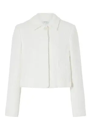 Another Tomorrow Cropped Cotton Bouclé-tweed Jacket - White