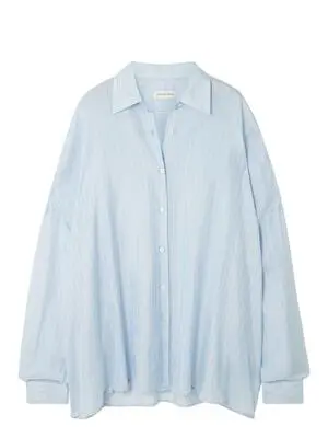 Dries Van Noten Oversized Striped Satin-crepe Shirt - Blue