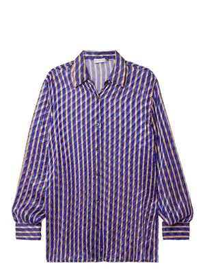 Dries Van Noten Striped Devoré-satin Shirt - Purple
