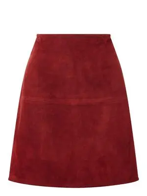 Loulou De Saison Engel Paneled Suede Midi Skirt - Red