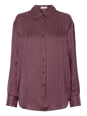 THE FRANKIE SHOP Peri Striped Satin Shirt - Burgundy