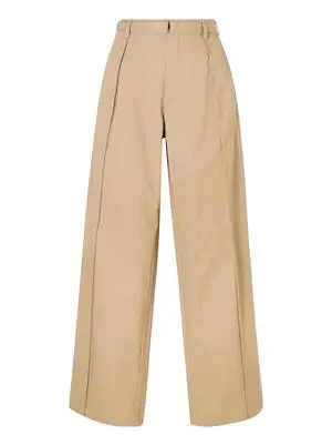 Co Belted Cotton And Linen-blend Wide-leg Pants - Brown