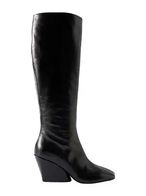 Proenza Schouler Slant Glossed-leather Knee Boots - Black