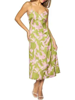 LOST + WANDER Floral Alcazar Midi Sundress - Green-floral