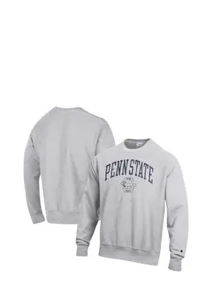 Champion Penn State Nittany Lions Distressed Arch Over Logo Reverse Weave Crew Neck Sweatshirt - Gray