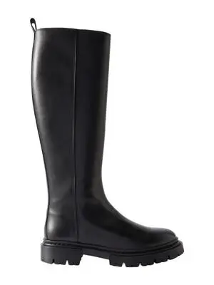 Staud Henry Leather Knee Boots - Black