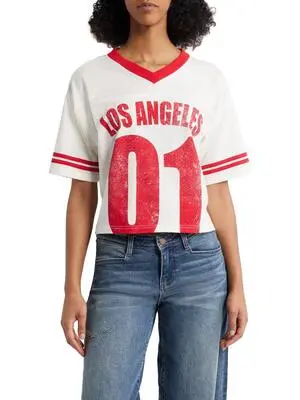 VINYL ICONS Los Angeles Graphic Football T-shirt - Marshmallow